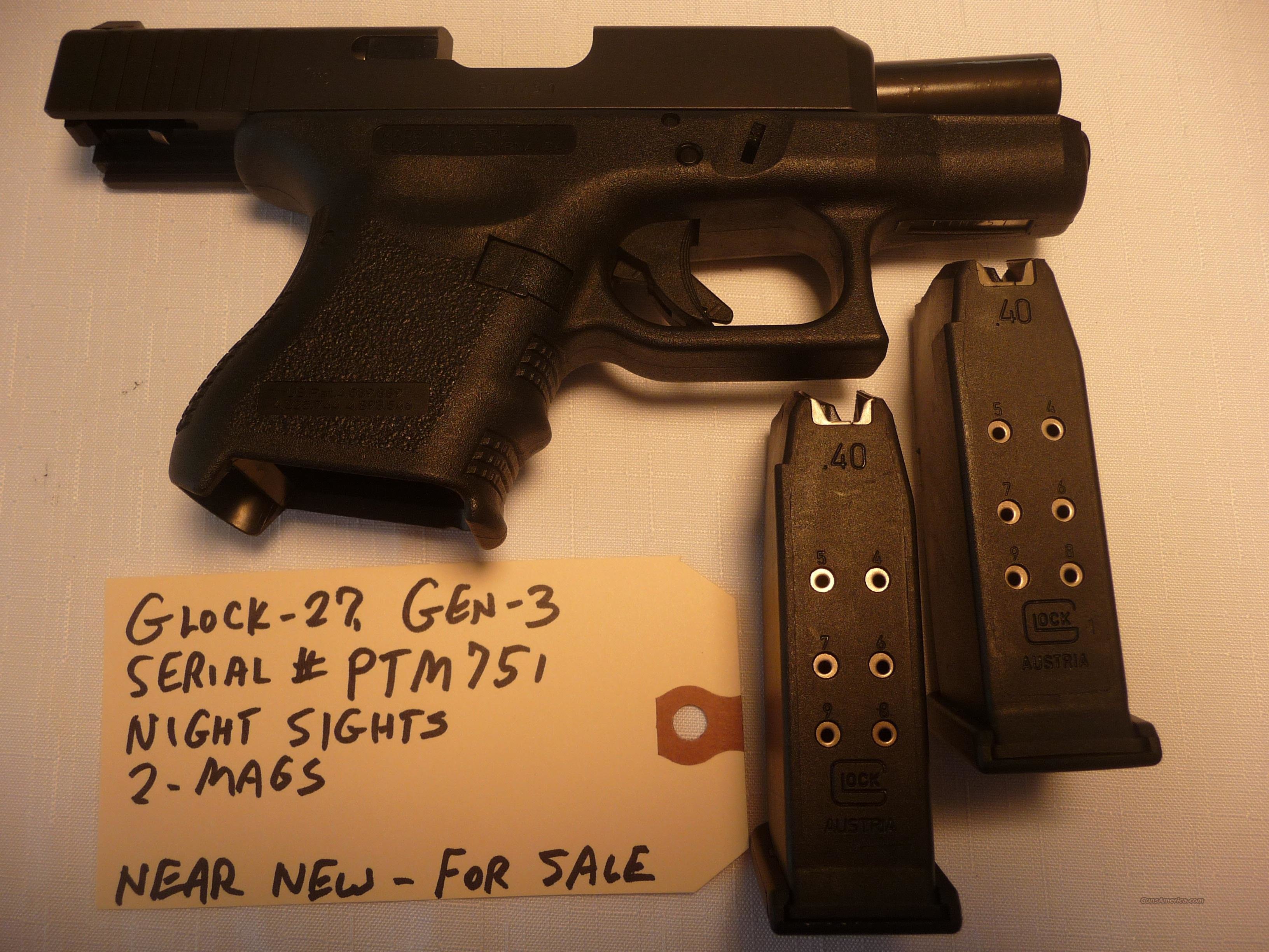 GLOCK 27 Sub-Compact, Gen-3 .40 Police Trade-In... for sale