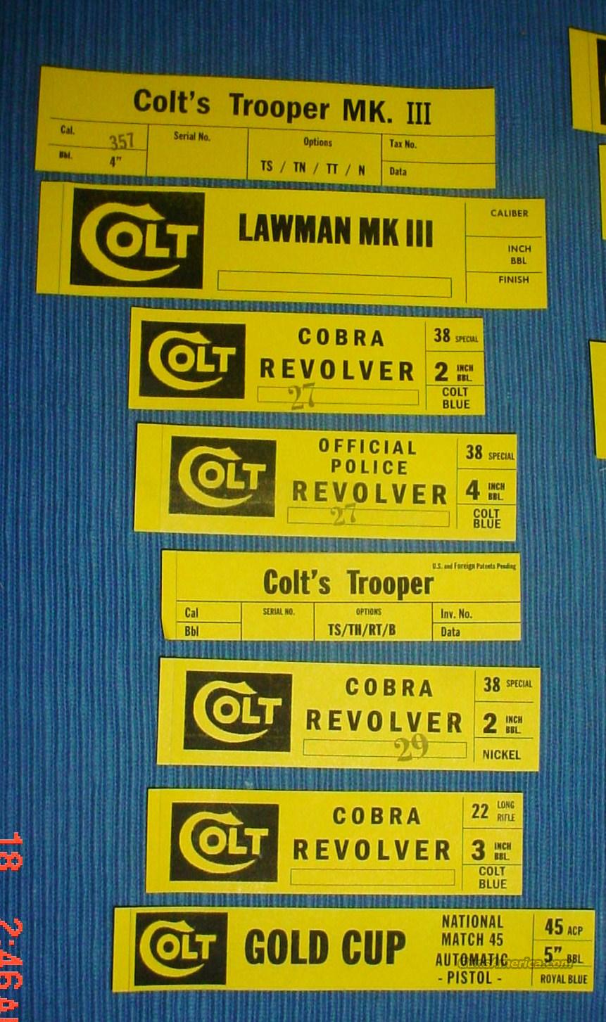 Colt Twp Piece Box Labels for sale