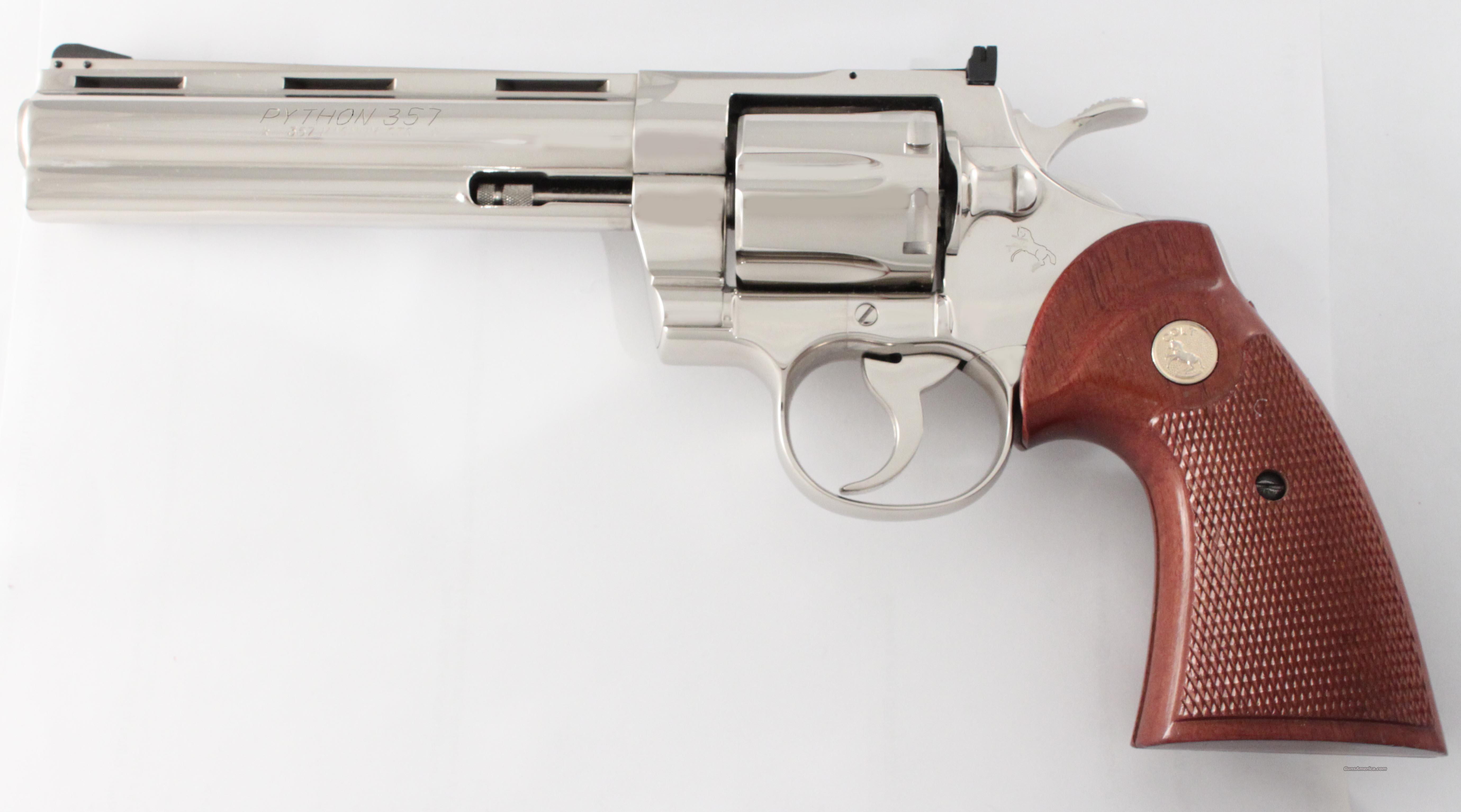 Colt Python 6" Nickel-Flawless 100%... for sale at Gunsamerica.com ...