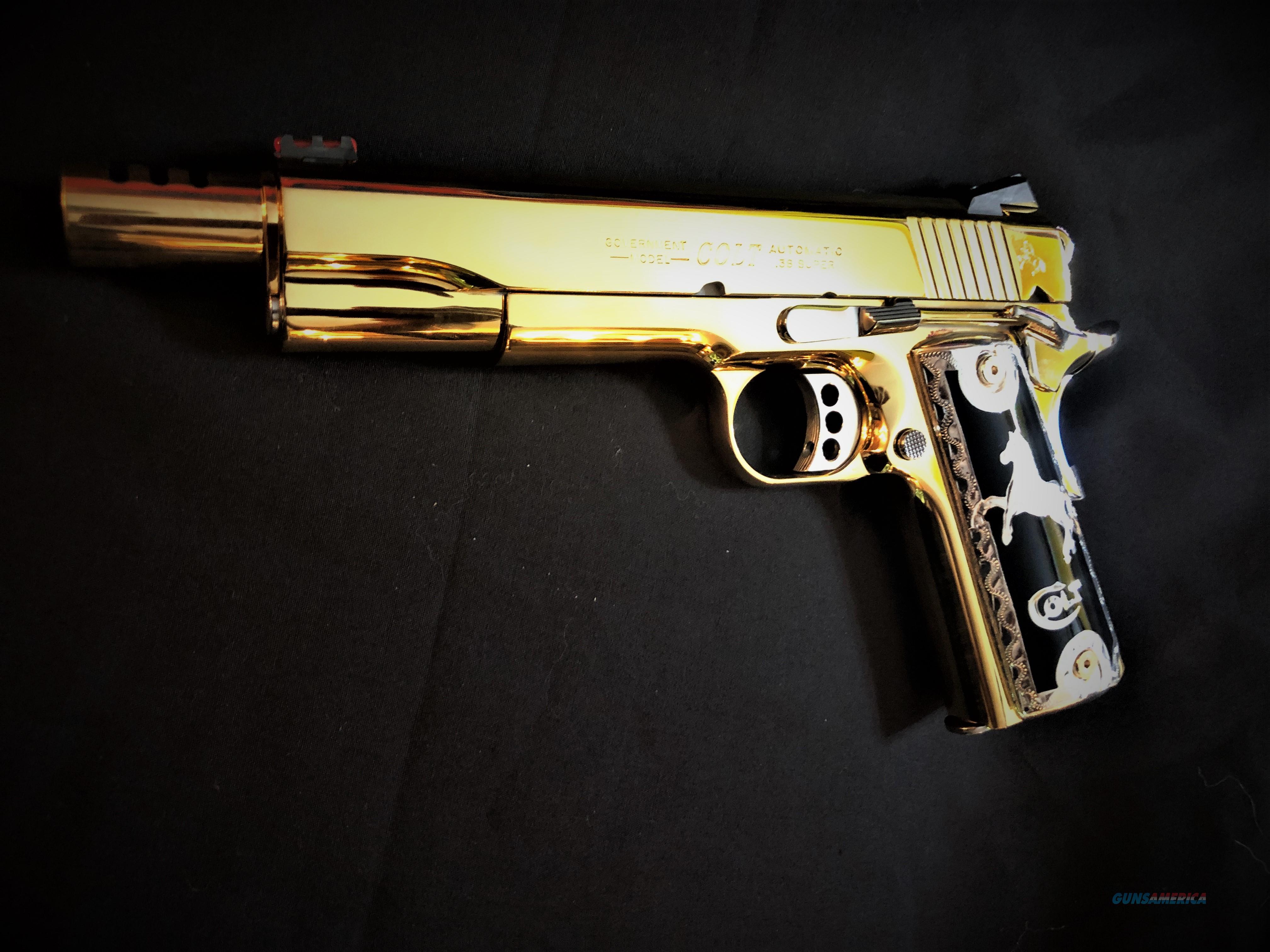 CUSTOM Colt 1911 38 Super 24k GOLD ... for sale at Gunsamerica.com ...