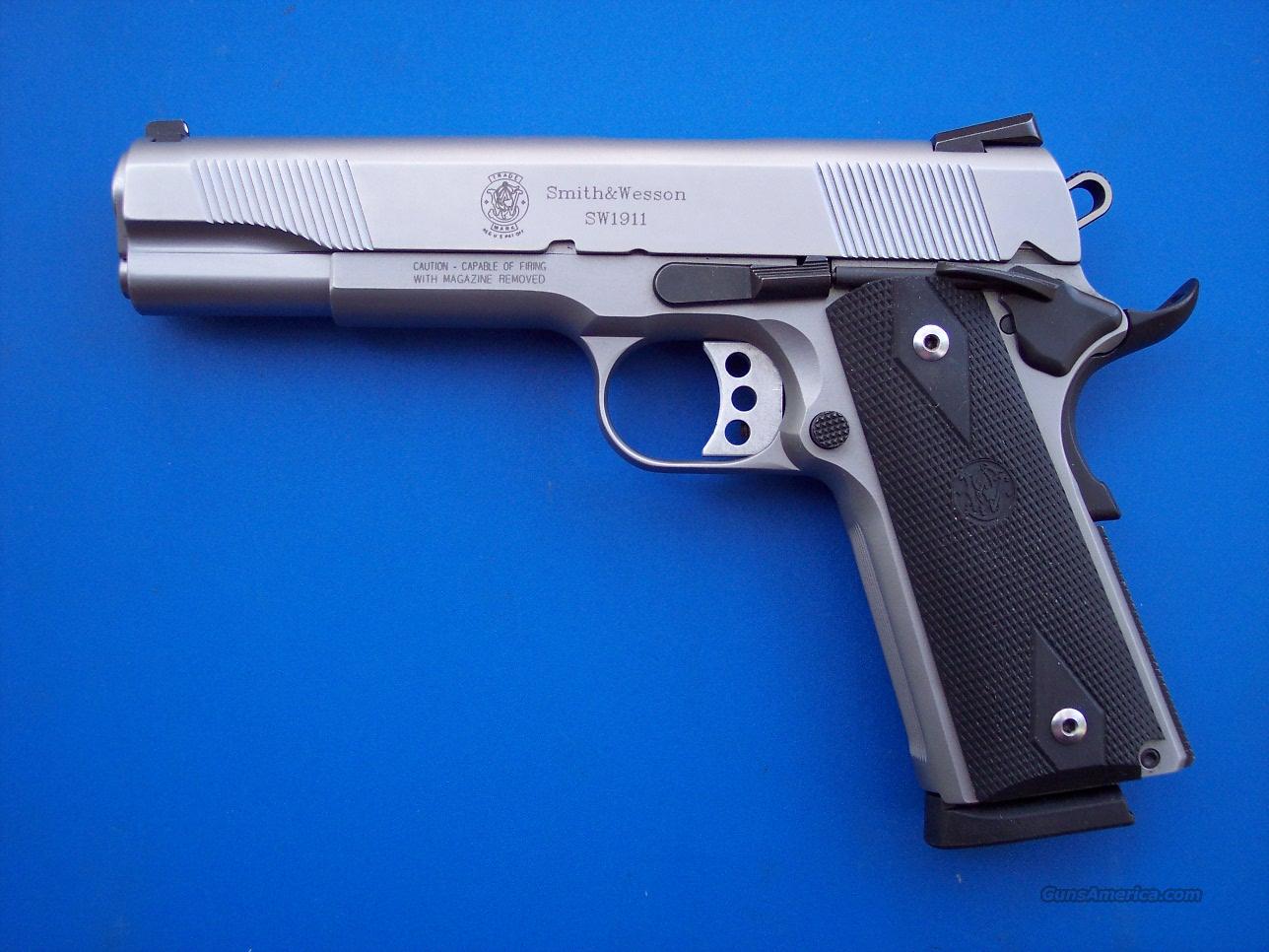 Smith & Wesson SW1911 Stainless 5" ... for sale at Gunsamerica.com ...