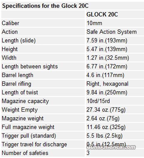 Glock 20C - 10MM for sale at Gunsamerica.com: 996317526