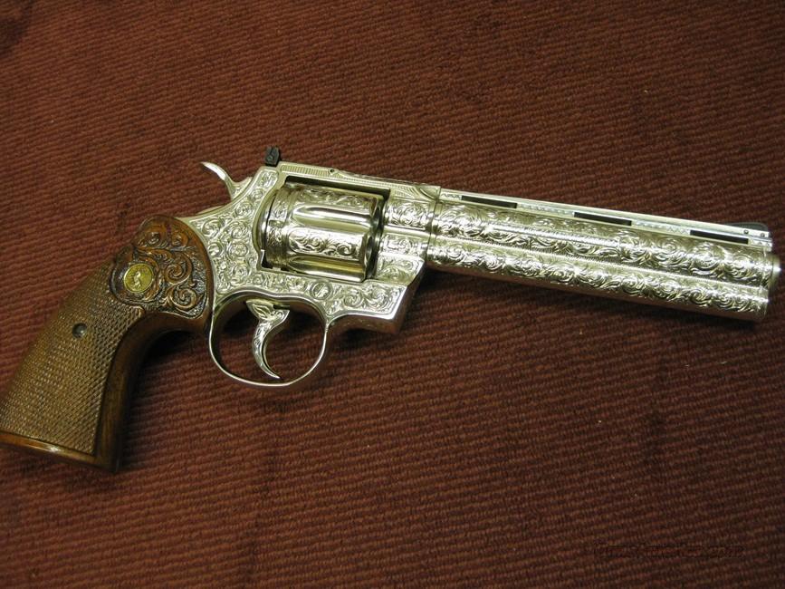COLT PYTHON .357 NICKEL 6-INCH - FULLY ENGRAVED... for sale