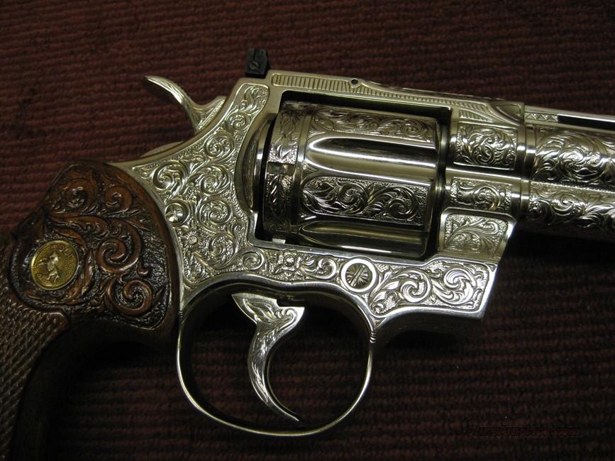 COLT PYTHON .357 NICKEL 6-INCH - FULLY ENGRAVED... for sale