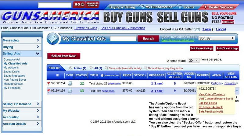 GunsAmerica 6.1 - How to Use My Classifieds and Messaging