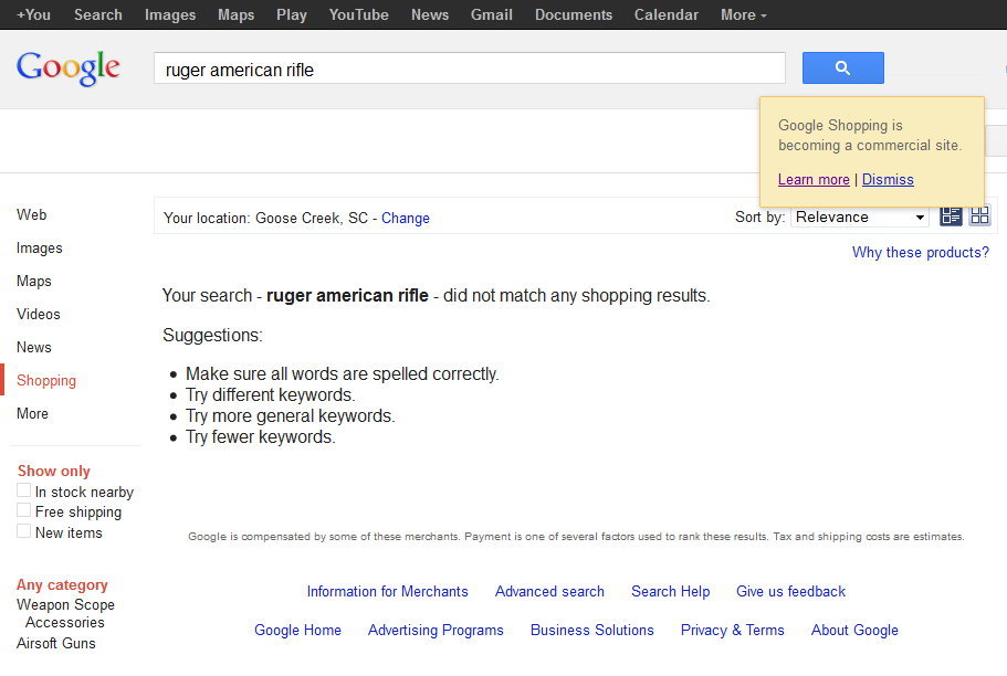Google Bans Guns in Shopping - Good News for Stocking Gun Dealers - Gun ...