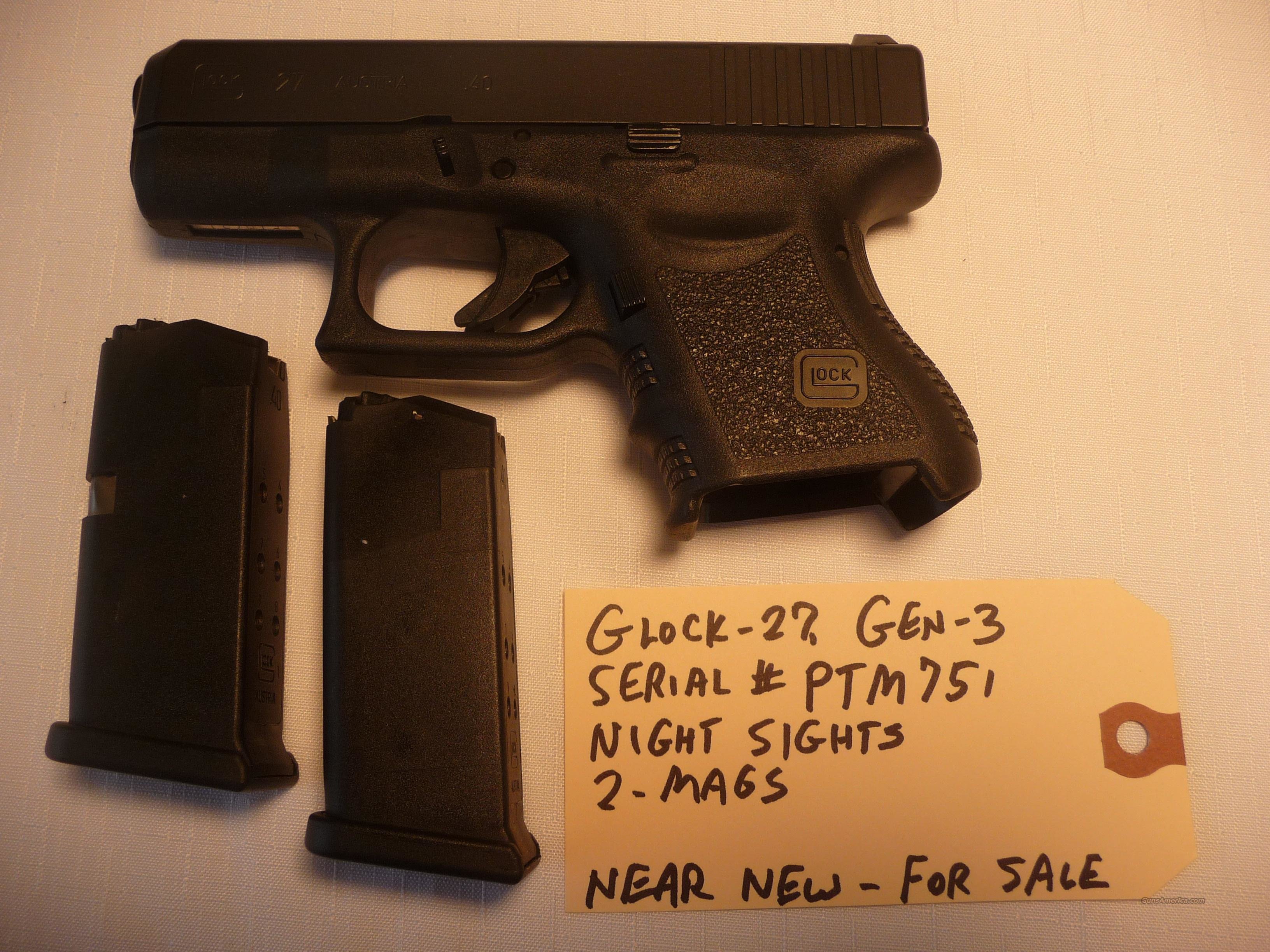 GLOCK 27 Sub-Compact, Gen-3 .40 Police Trade-In... for sale