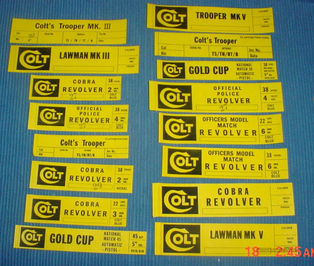 Colt Twp Piece Box Labels for sale