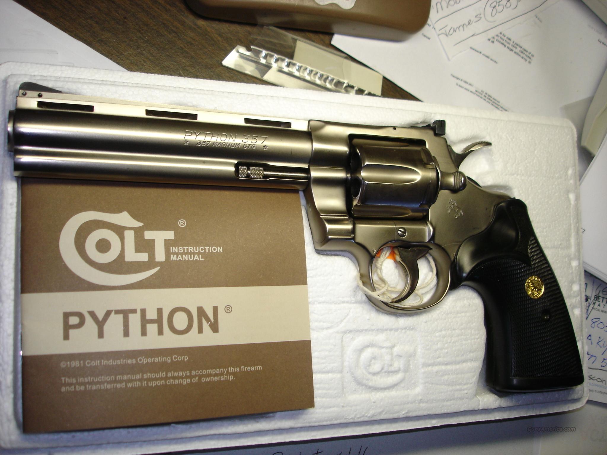Colt Python 6" E Nickel 1982, Excellent for sale