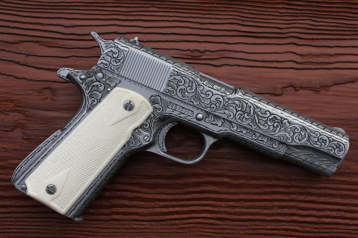 Colt MK 4 1911 Fully Engraved with white bone g... for sale